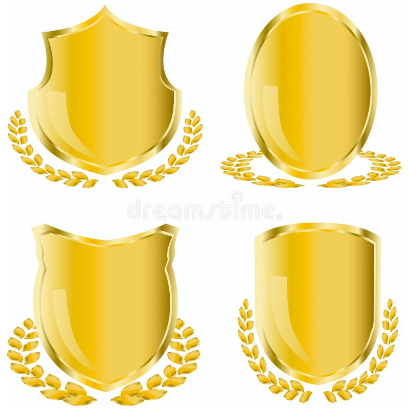 Golden Shield and Laurel Wreath Anniversary 50 Years Stock Illustration ...