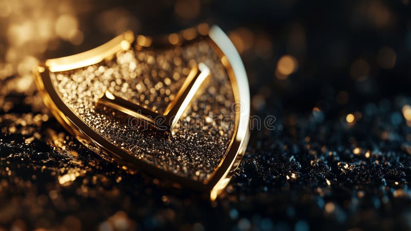 Golden Shield with Checkmark Symbolizes Excellence Stock Image - Image ...