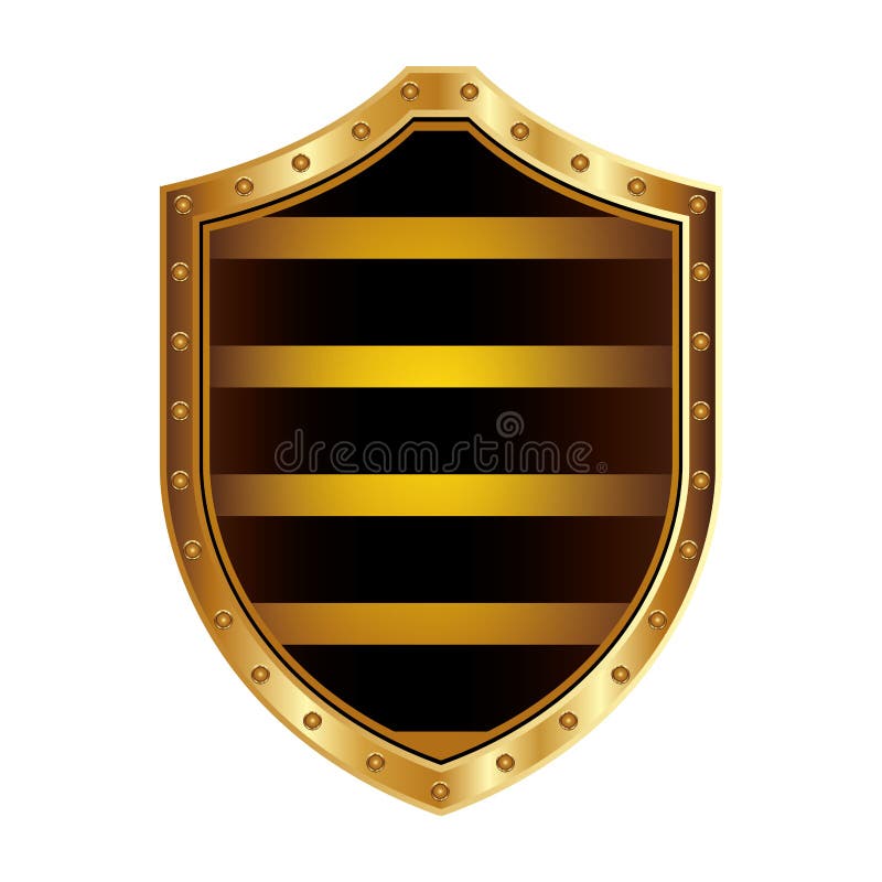 Golden Shield with Colorful Diagonal Lines Shape Stock Illustration ...
