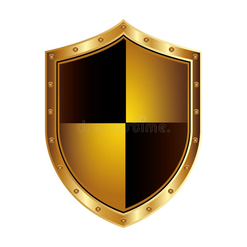Golden Shield with Colorful Rhombus Shape Stock Illustration ...