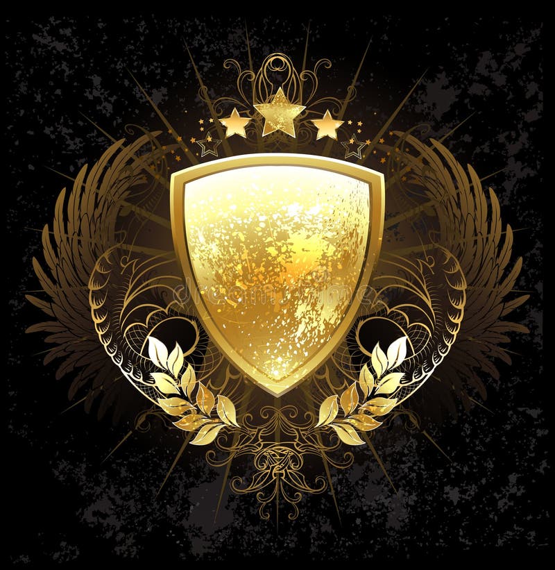 Golden shield stock vector. Illustration of golden, badge - 43382812