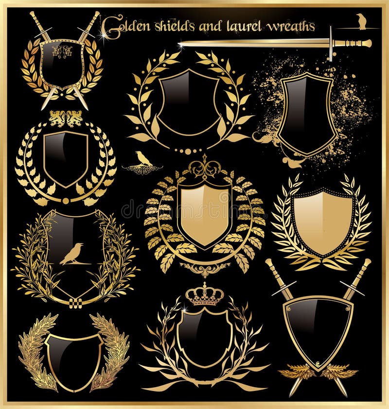 Golden shield design stock illustration. Illustration of crown - 23322894