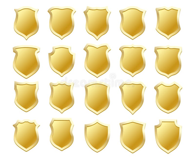 Golden shield design set stock vector. Illustration of arms - 313105036