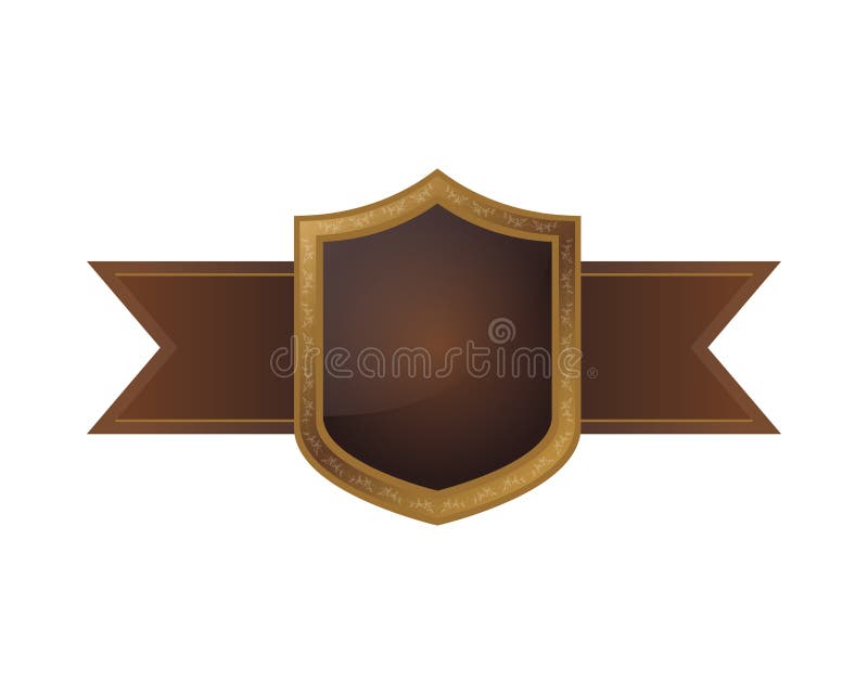 Golden Shield Emblem with Ribbon Frame Stock Vector - Illustration of ...