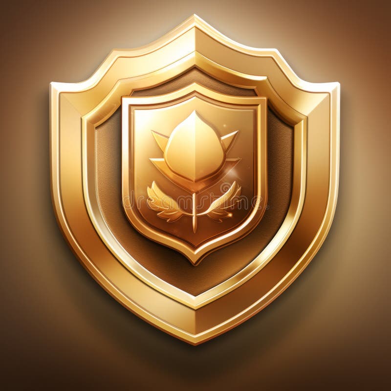 A Golden Shield with a Flower on it Stock Illustration - Illustration ...