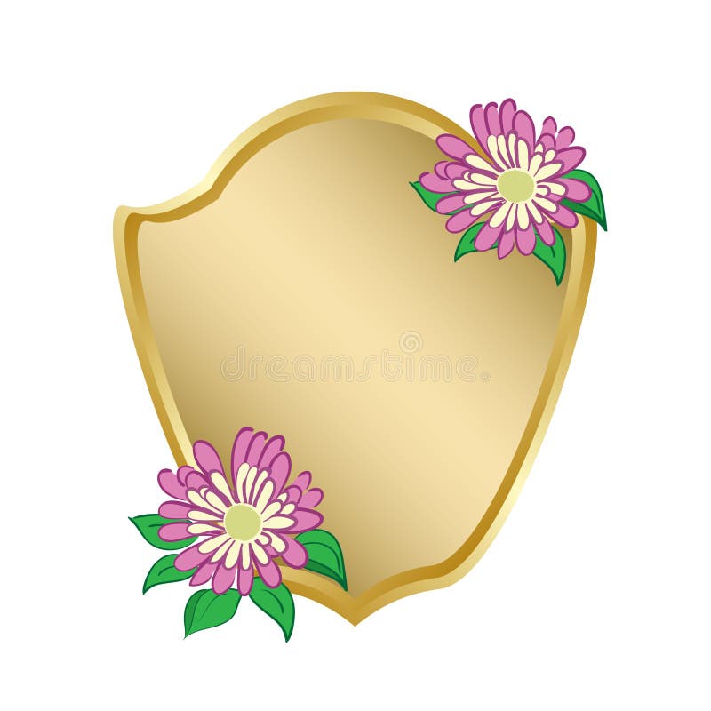 Golden Shield with Flowers - Vector Stock Vector - Illustration of ...
