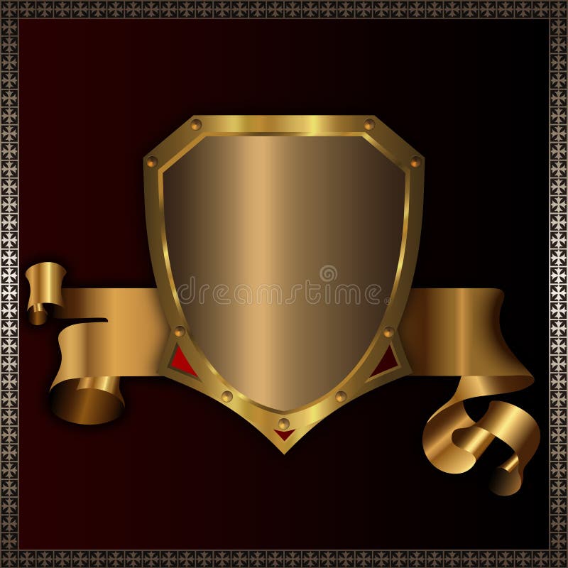 Golden Shield and Golden Ribbon. Stock Illustration - Illustration of ...