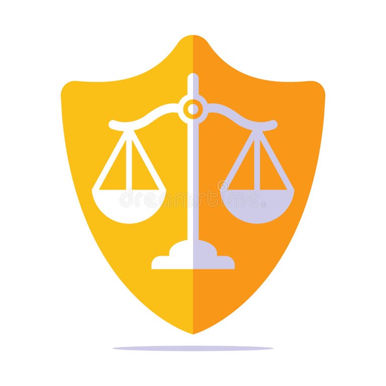 Golden Shield of Justice with Scales Inside. Stock Vector ...