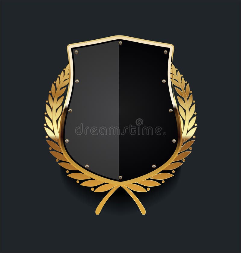 Golden Shield and Laurel Wreath Anniversary 50 Years Stock Illustration ...