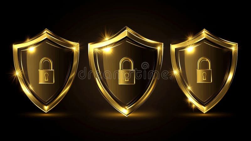A Golden Shield and Padlock Design Representing a Secure Protection ...