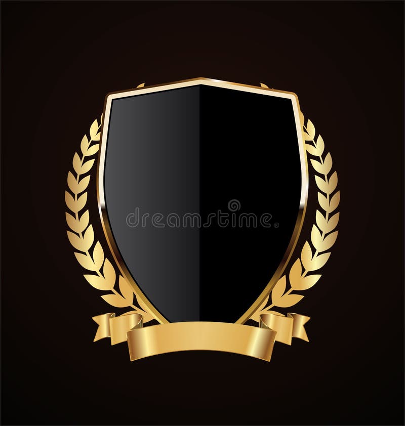 Golden Shield Retro Design Illustration Collection Stock Illustration ...