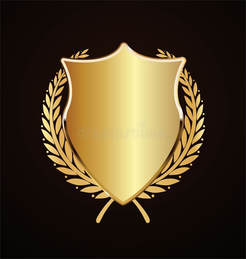 Golden Shield Retro Design Illustration Collection Stock Illustration ...