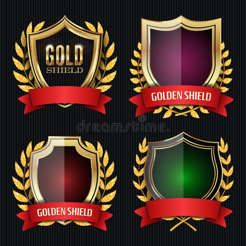 Set Red Shield Golden Frame Stock Illustrations – 344 Set Red Shield ...