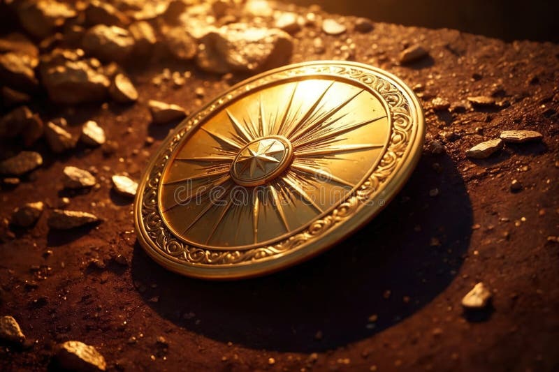 Golden Shield Struck by Lightning, Defense Protection Concept Stock ...