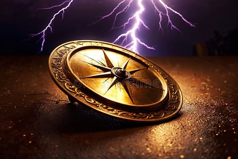 Golden Shield Struck by Lightning, Defense Protection Concept Stock ...