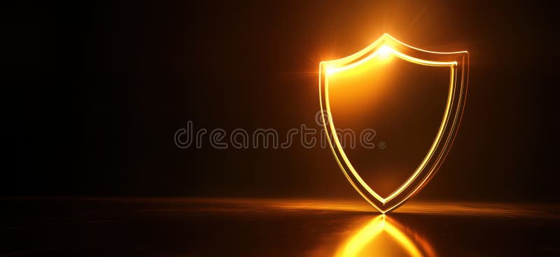 Golden Shield Symbol Representing Security and Protection in Digital ...