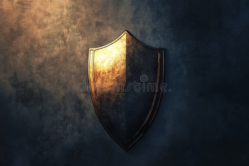 Golden Shield on Textured Wall Representing Protection and Security ...