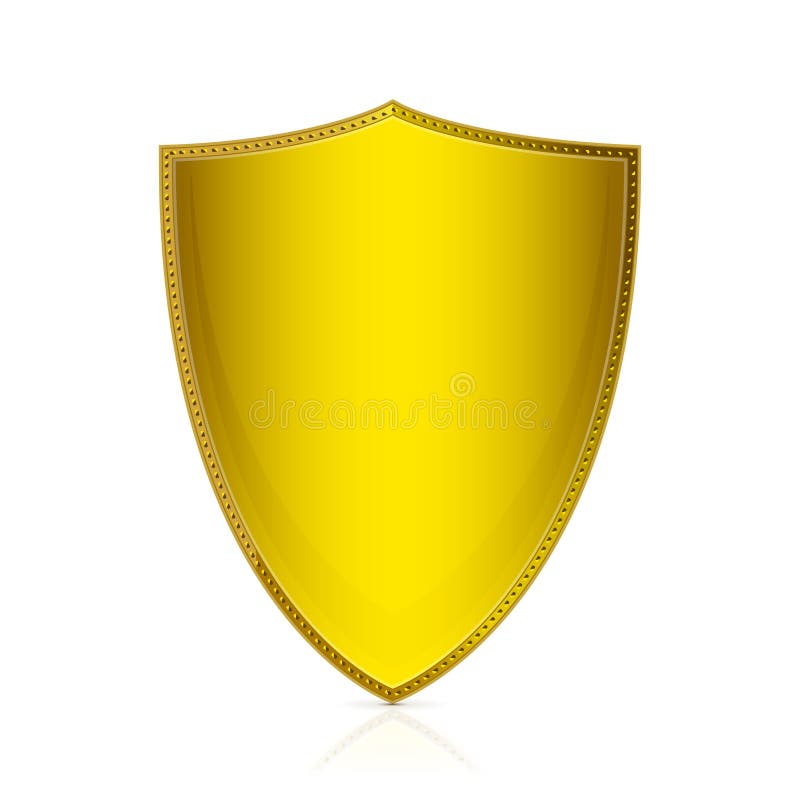Golden Shield Vector Illustration Isolated on White Background Stock ...