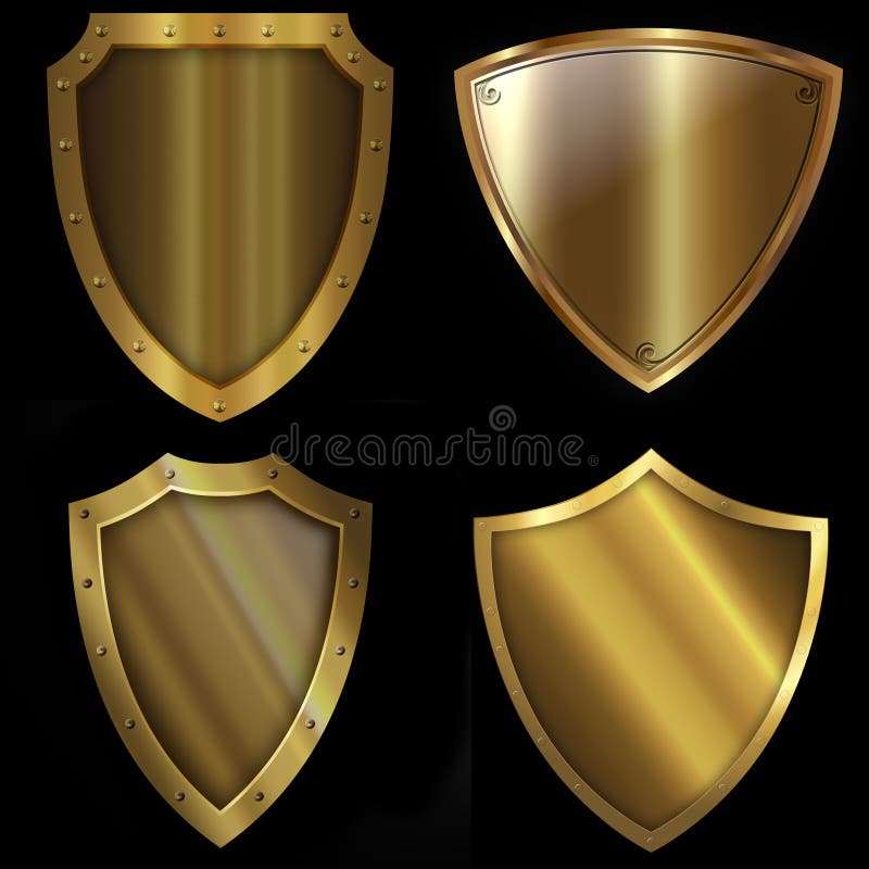 Medieval Golden Shield and Golden Ribbon. Stock Illustration ...