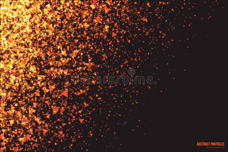 Golden Shimmer Glowing Triangular Particles Vector Background Stock ...