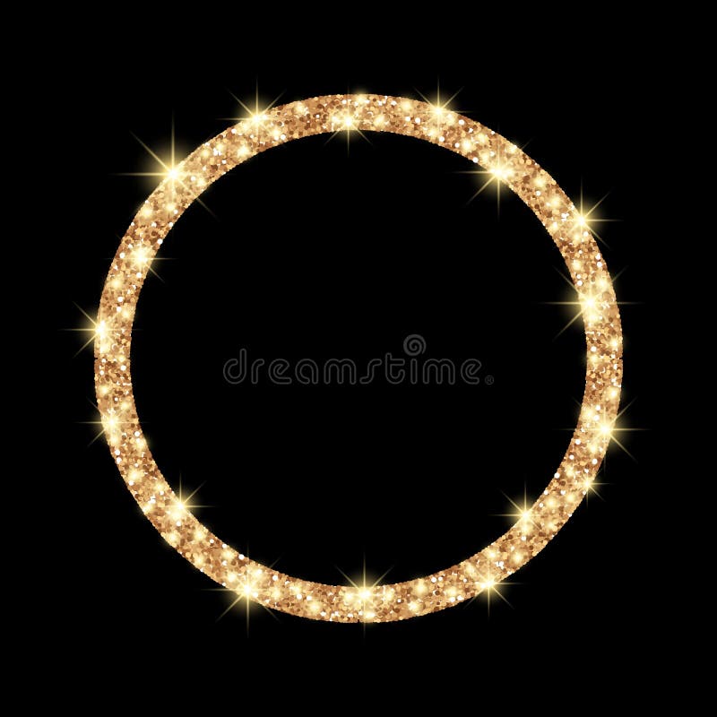 Golden Shining Circle Frame with Glitter and Sparkles Stock Vector ...