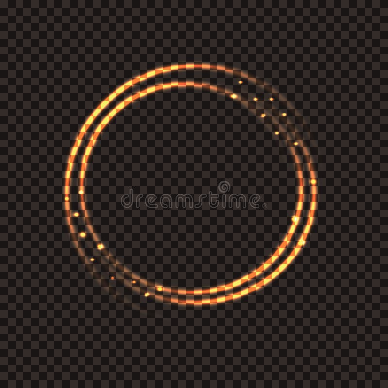 Golden Shining Magical Circle. Fire Ring with Sparks on a Transparent ...