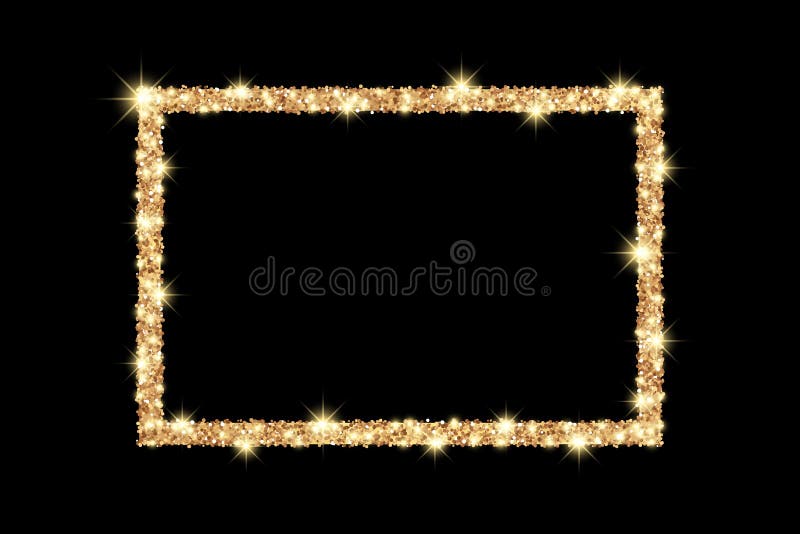 Golden Shining Rectangle Frame with Glitter Stock Vector - Illustration ...