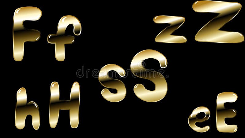 Golden Shiny Alphabet Pack Collection Set Stock Vector - Illustration ...