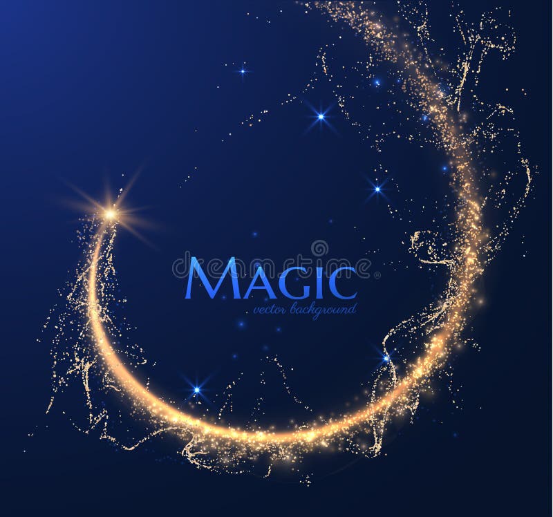 Golden Shiny Arc Line Effect with Magic Dust Particles Effect Flying ...