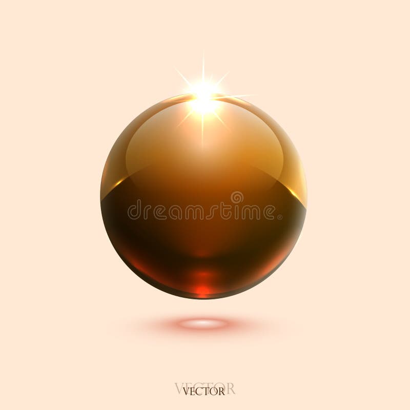 Golden Shiny Ball with Glare, Vector Illustration Stock Vector ...