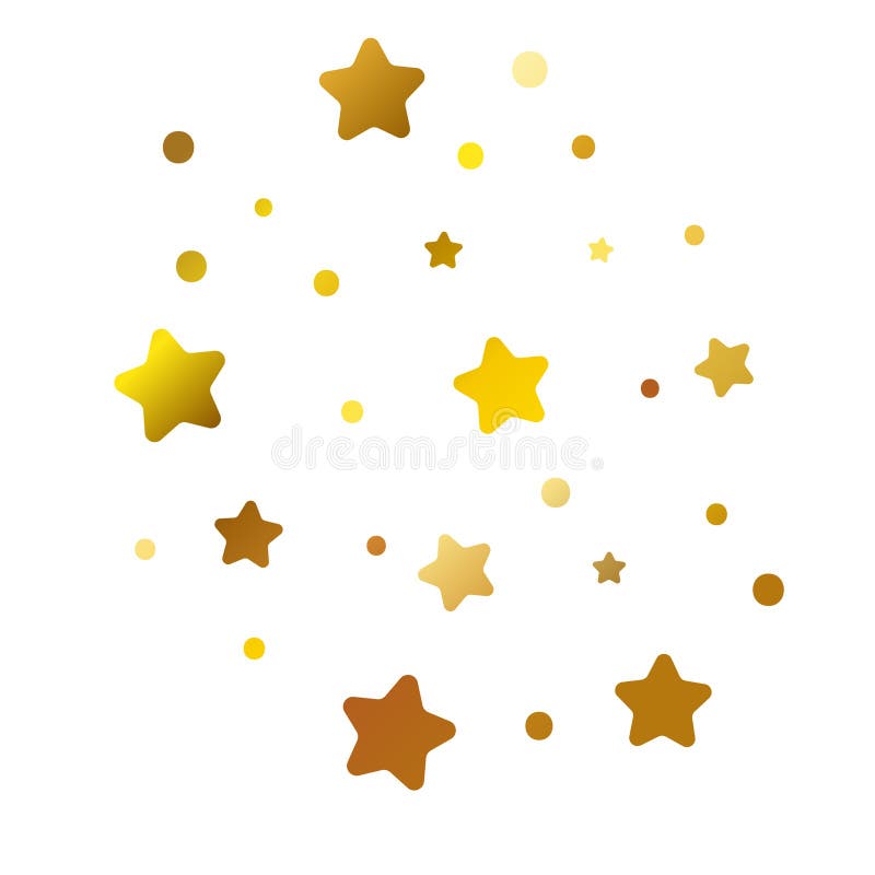 Golden Shiny Decorative Glitter Stars, Vector Illustration on the White ...