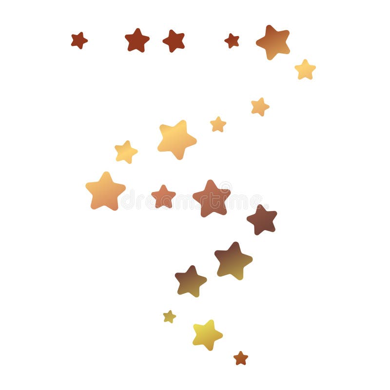 Golden Shiny Decorative Glitter Stars, Vector Illustration on the White ...