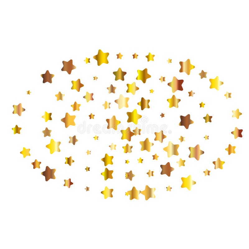 Golden Shiny Decorative Glitter Stars, Vector Illustration on the White ...