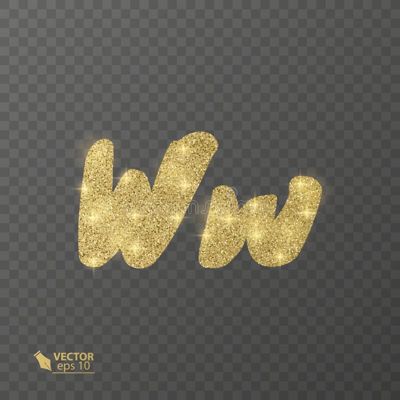 Golden, Shiny Letter W on a Transparent Background, a Letter with a ...