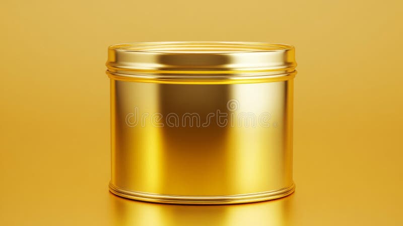 Golden Shiny Metallic Container on Gold Background Still Life Display ...
