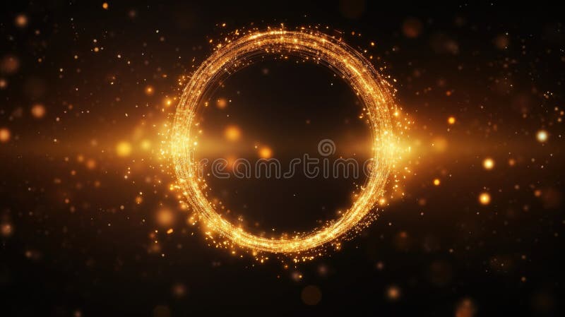Golden Shiny Outline of a Round Frame Stock Illustration - Illustration ...