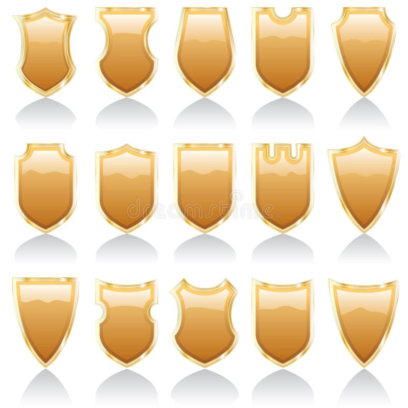 Four shiny shields stock vector. Illustration of badge - 11121519