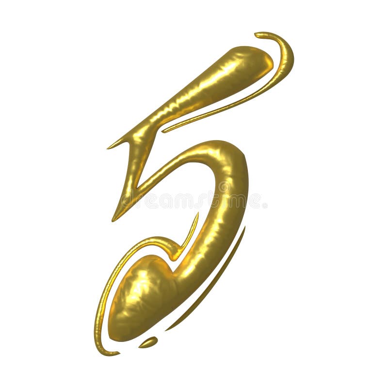 Golden Shiny Unique Calligraphic Numeral EIGHT 8 - 3D Illustration ...