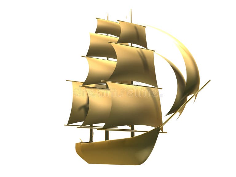Golden ship stock illustration. Illustration of style - 2158418
