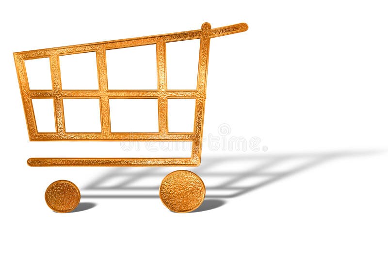 Golden Shopping Cart stock illustration. Illustration of shopping - 4374624