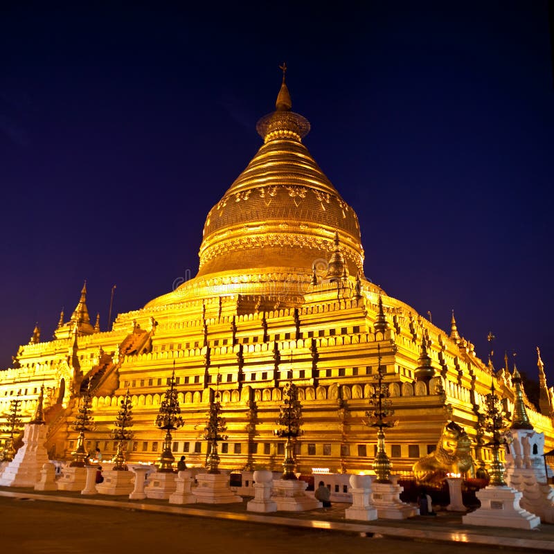 Golden Shwezigon Pagoda in Myanmar Stock Image - Image of indochina ...