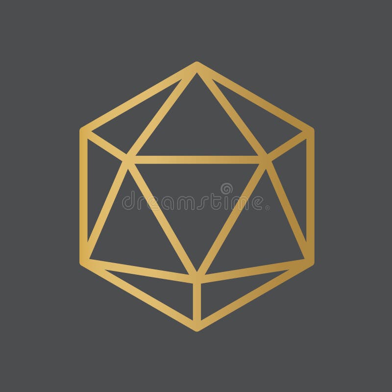 Golden 20 sided dice icon stock vector. Illustration of shiny - 182635288