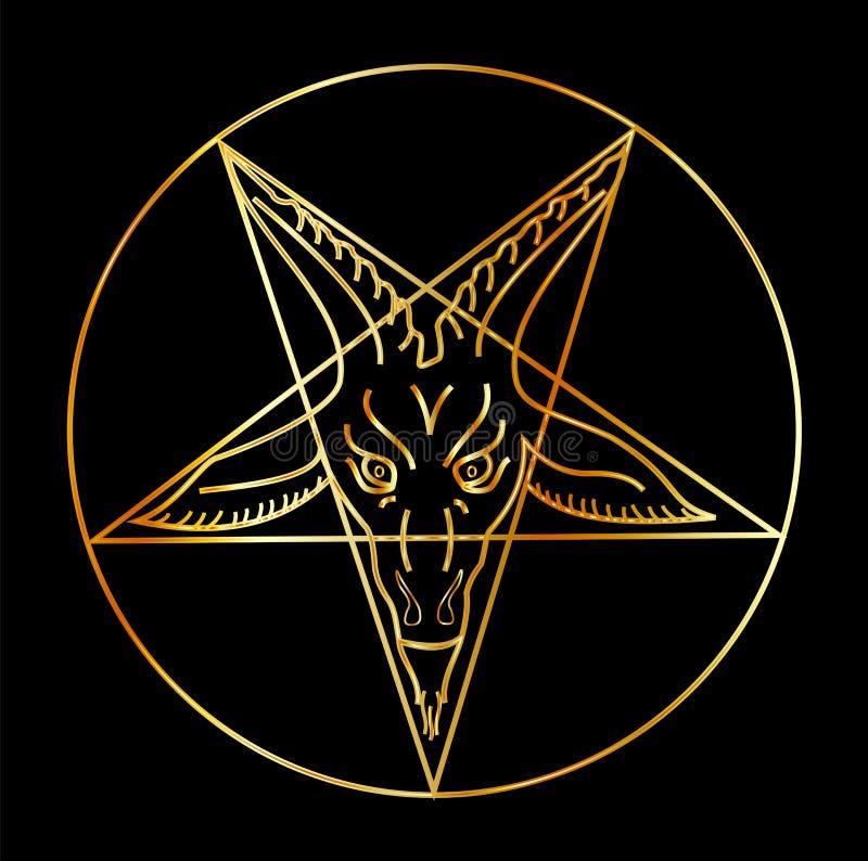 Golden sigil of Baphomet stock vector. Illustration of banshee - 66989416