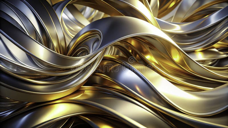 Golden and Silver Abstract Shapes a Dynamic Composition for Modern Art ...