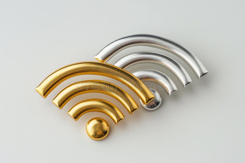 Golden and Silver Abstract Wi Fi Symbol, Modern Connectivity Concept ...