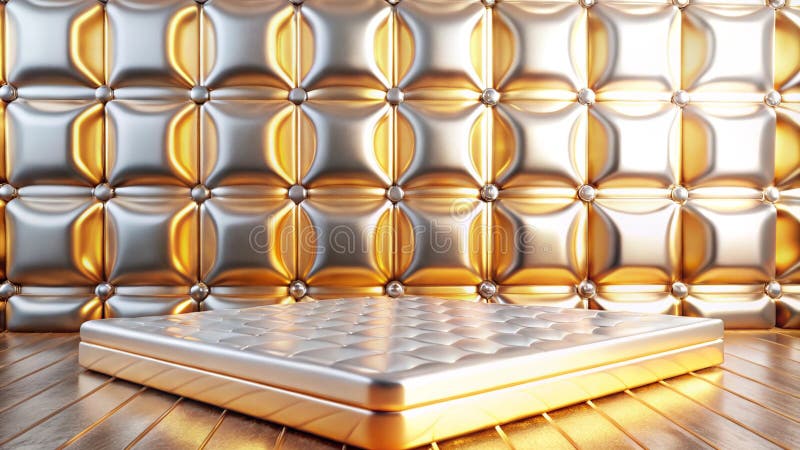 Golden and Silver Background with a Square Platform for Product Display ...