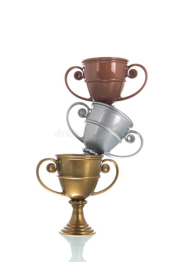Golden, Silver and Bronze Cup Stock Photo - Image of metal, white ...