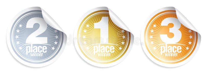 Golden, Silver, Bronze Medals Stickers. Stock Vector - Illustration of ...