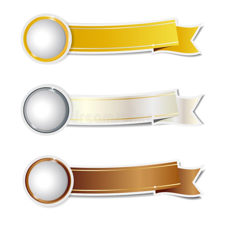 Golden Silver and Bronze Ribbons Banner Stock Vector - Illustration of ...