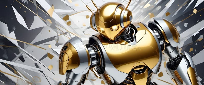 Golden Silver Color Robot Metallic Technology Illustration, AI ...